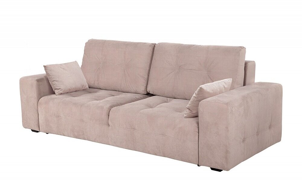Прямой диван Питсбург бежевый, еврокнижка, 260х105х94 см, с ящиком для белья