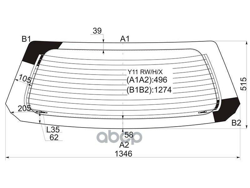 Стекло заднее (Цвет зеленый/ Обогрев) Nissan AD 99-02 / Wingroad 99-01 XYG арт. Y11 RW/H/X