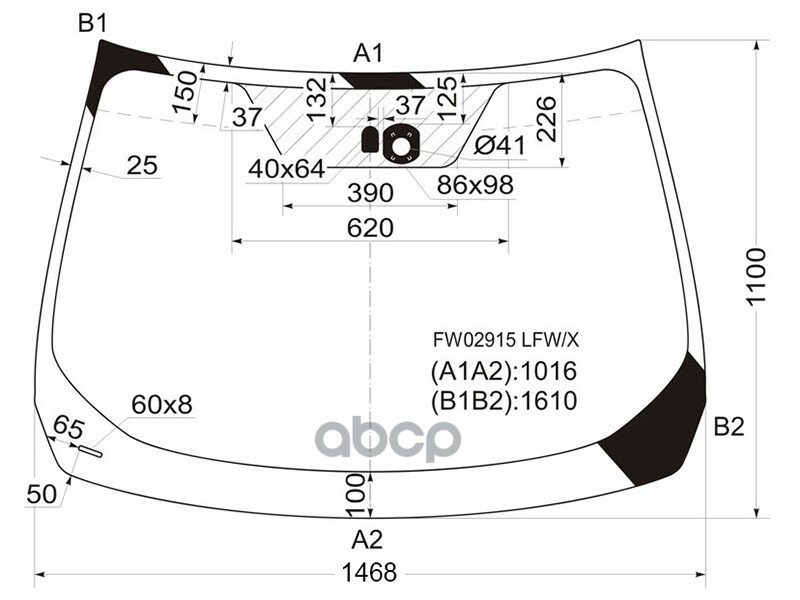 Стекло лобовое (Датчик дождя) Nissan Murano 07-16 XYG арт. FW02915 LFW/X