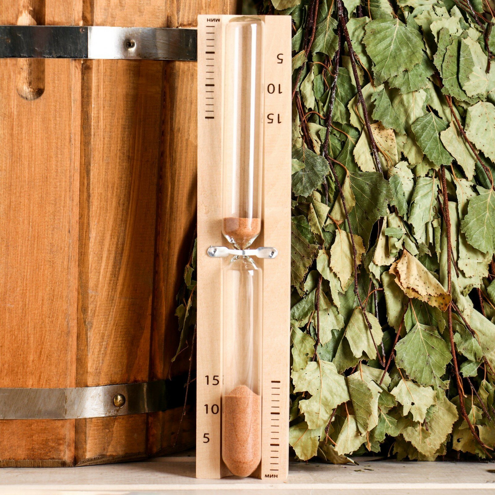Часы песочные для бани и сауны ЧПС-1Г, 15 минут, дерево
