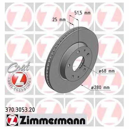Диск тормозной передний Zimmermann 370305320 для Mazda 3, CX-3