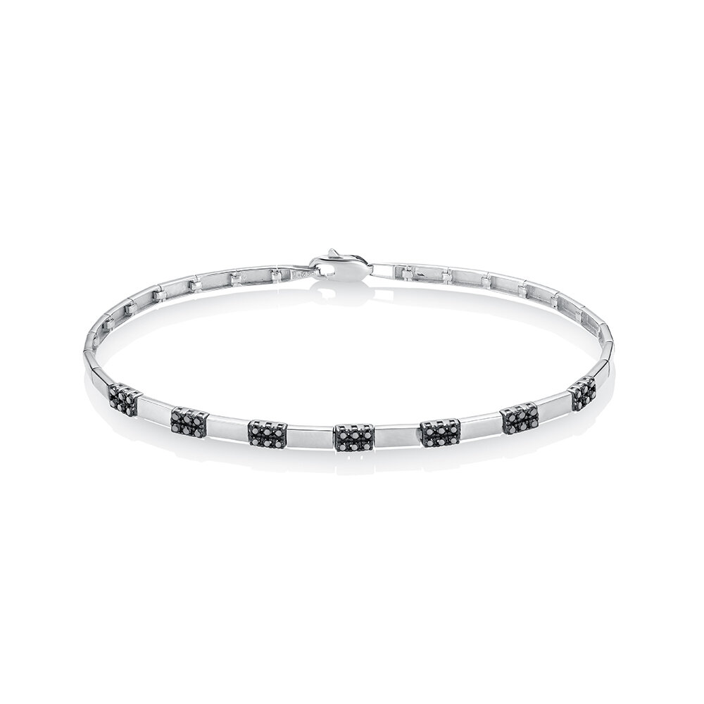 Браслет, белое золото, 585 проба, родирование, бриллиант