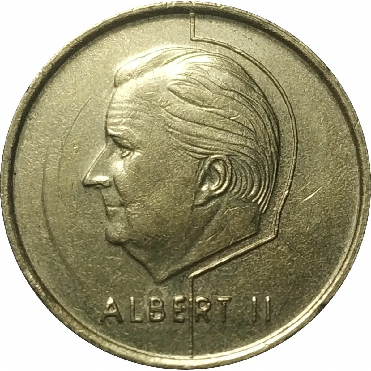 5 франков 1994 Бельгия надпись на голландском BELGIE из оборота