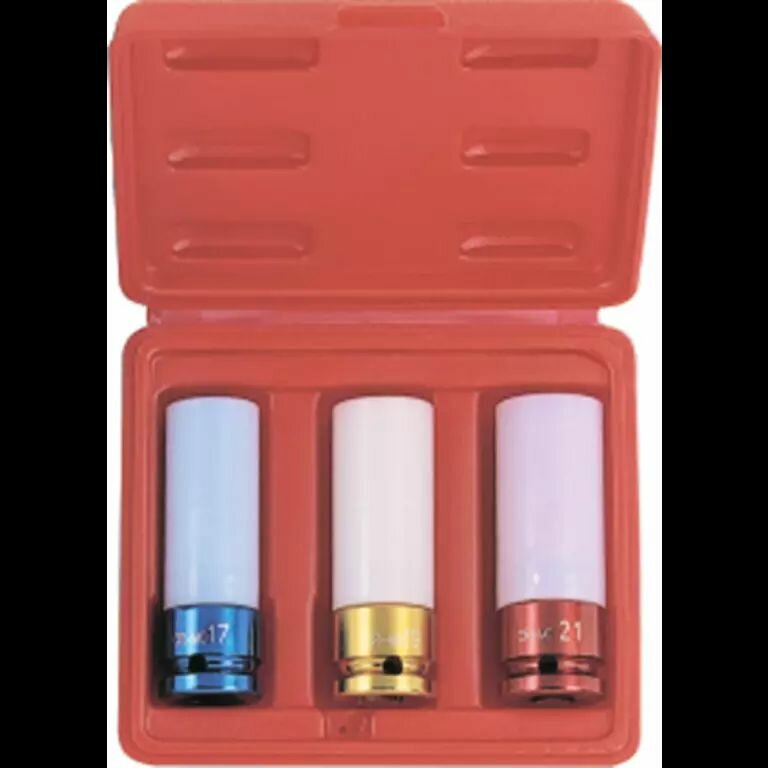 Набор ударных головок для литых дисков 17, 19, 21 мм в кейсе Licota ASA-10001.