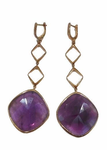 Серьги, серебро, 925 проба, аметист
