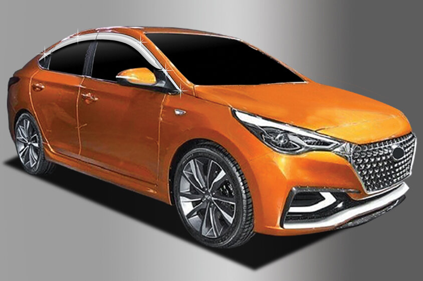"Hyundai Solaris Дефлекторы Хромированные" - 6 штук
