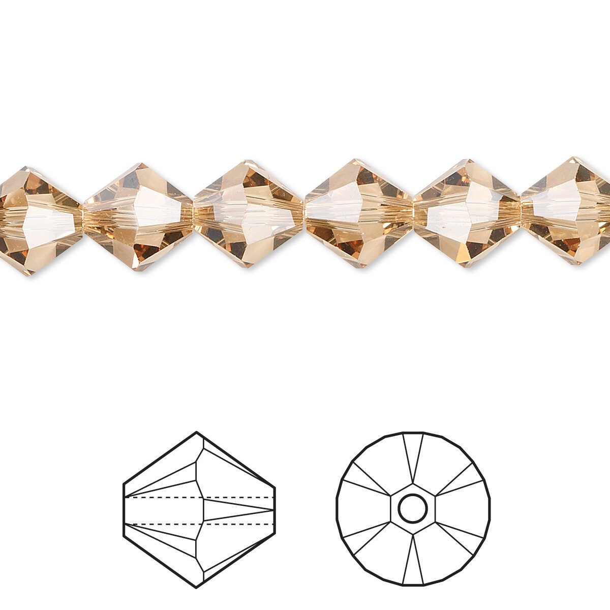 Бусина Swarovski, 8мм, Биконус (#5328), светлый колорадский топаз (цвет 246), 1 шт.