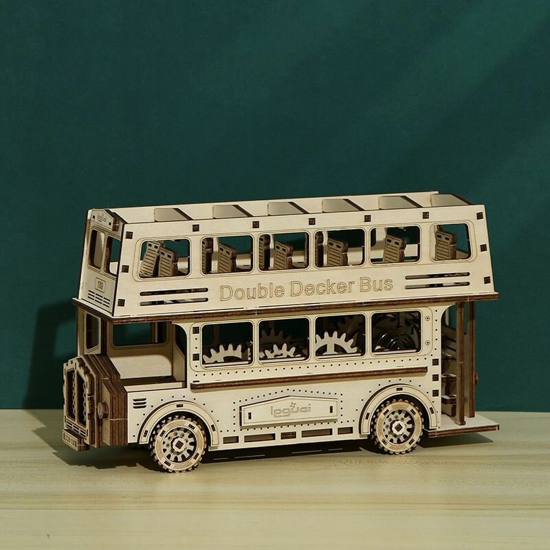 LG818 3D деревянный конструктор Механический автобус