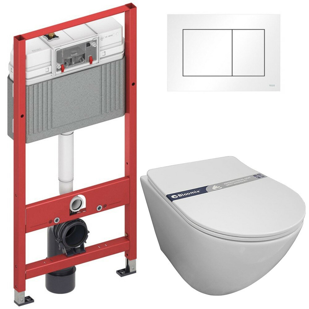 Инсталляция TECE 9400413 + унитаз Bloomix Trend Long 2.0 AD1203R/UF1 безободковый с сиденьем