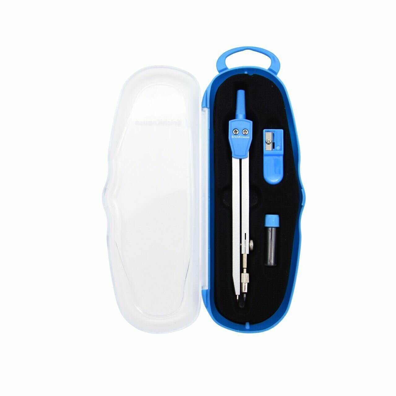 Циркуль-готовальня 3 предмета, циркуль 135мм "Neon" пластиковый пенал, голубой