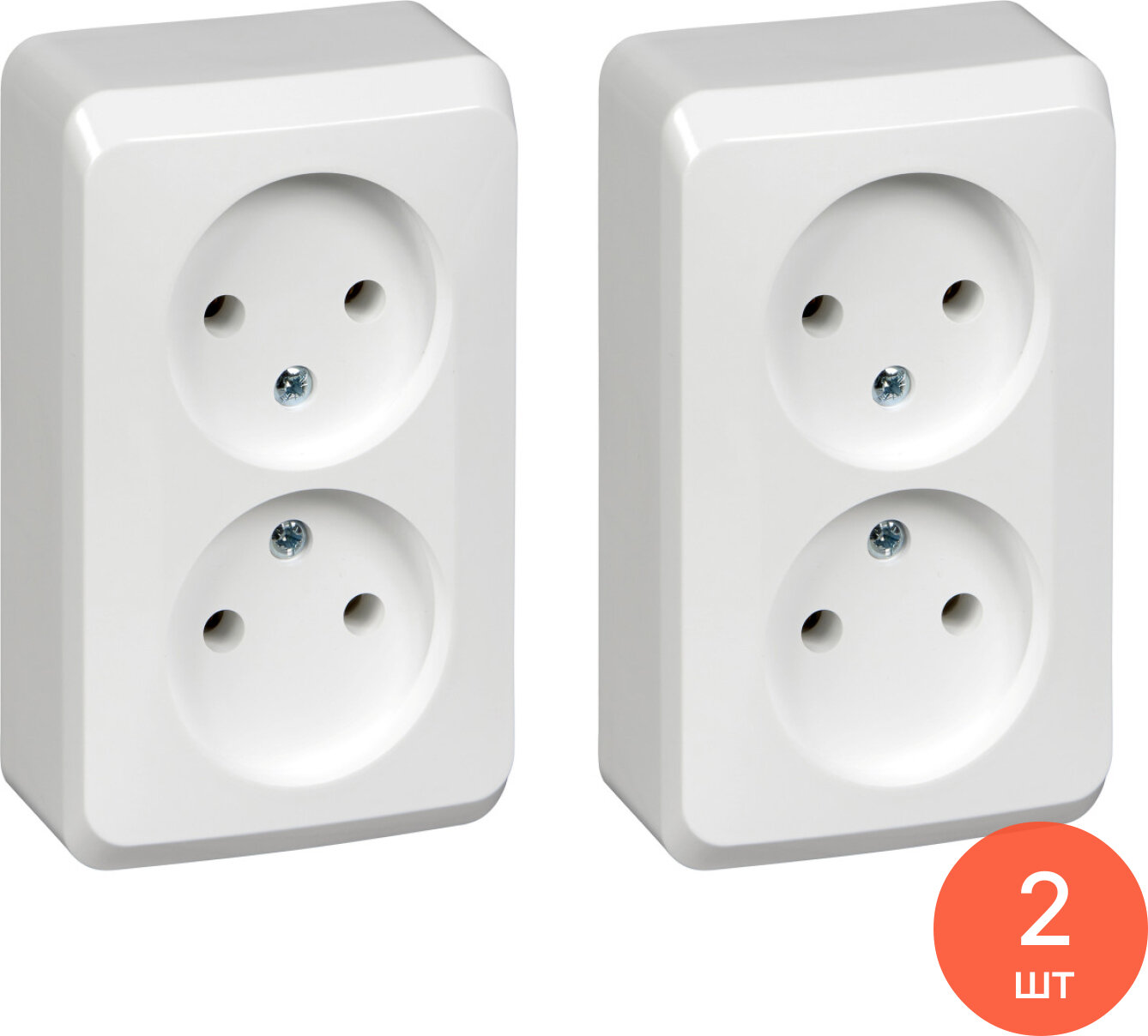 Розетка силовая штепсельная Systeme Electric / Систем Электрик Этюд, 16А 250В IP20 белый, без заземляющего контакта PA16-005B / электрооборудование (комплект из 2 шт)