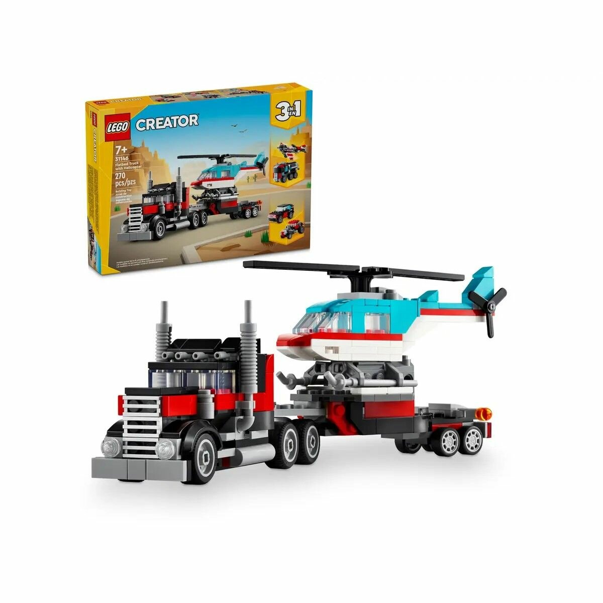 31146 Пластиковый Конструктор LEGO Creator 31146 Flatbed Truck with Helicopter Бортовой грузовик с вертолетом