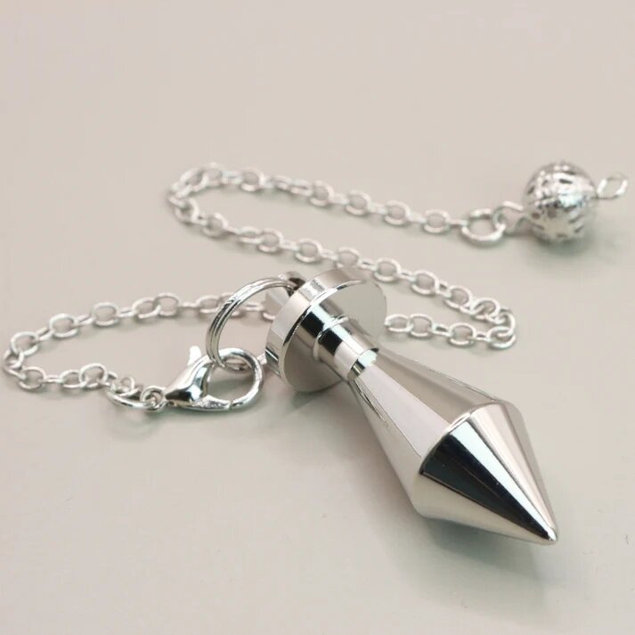 Маятник с цепочкой, для биолокации, металлический, серебристый, 20 см