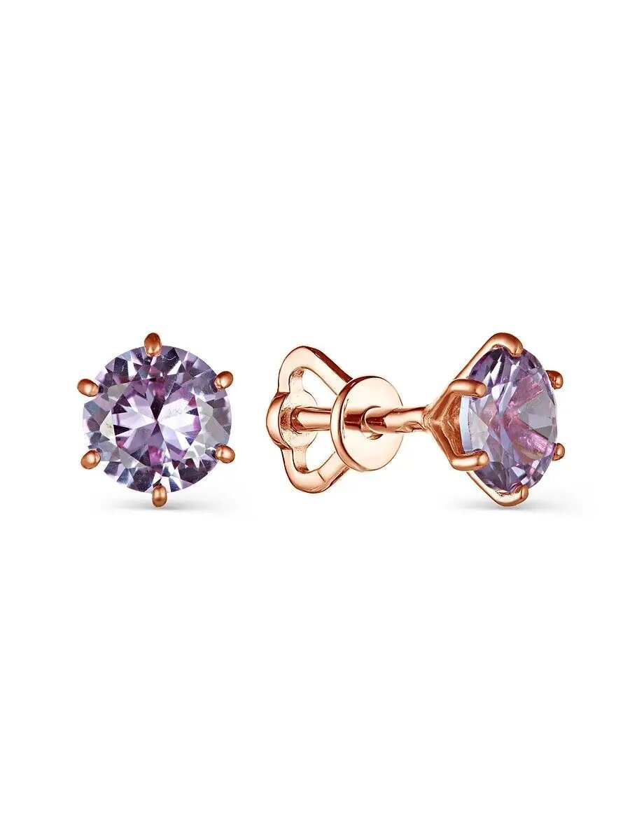 Серьги пусеты, красное золото, 585 проба