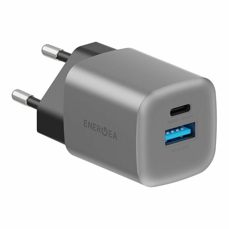Сетевая зарядка EnergEA AmpCharge GaN35 1C-1A PD/QC3.0 35W - темно серый (Gunmetal)