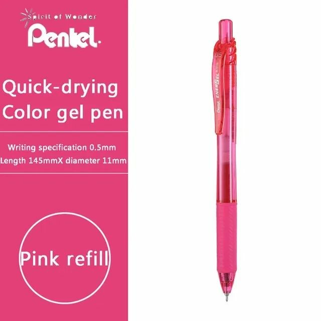12 шт, японская быстросохнущая нейтральная игольная ручка Pentel BLN-105, 0,5 мм