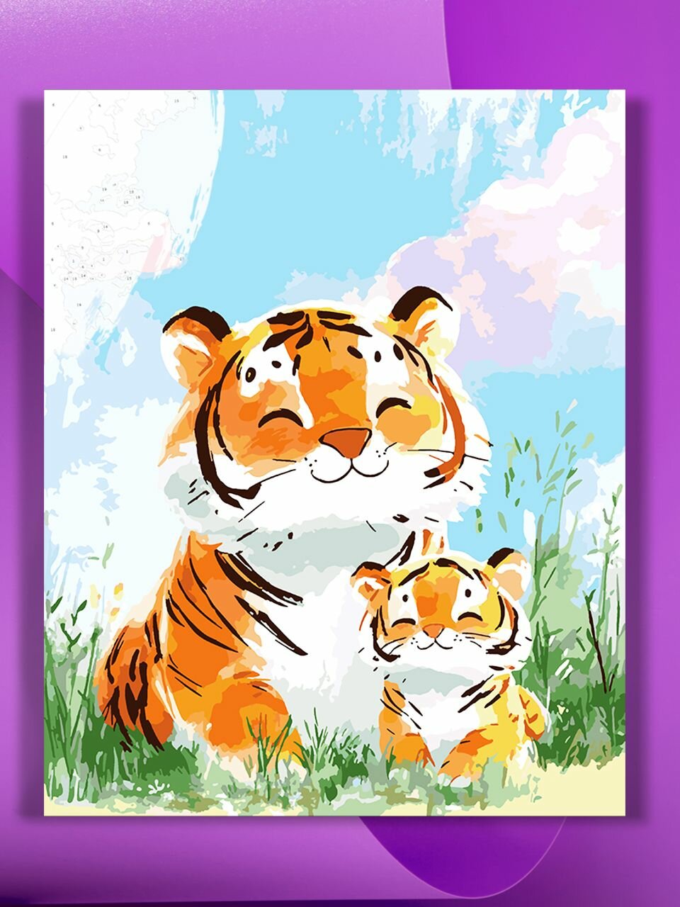 Картина по номерам на холсте Тигр с тигрёнком Арт, 40 х 50 см