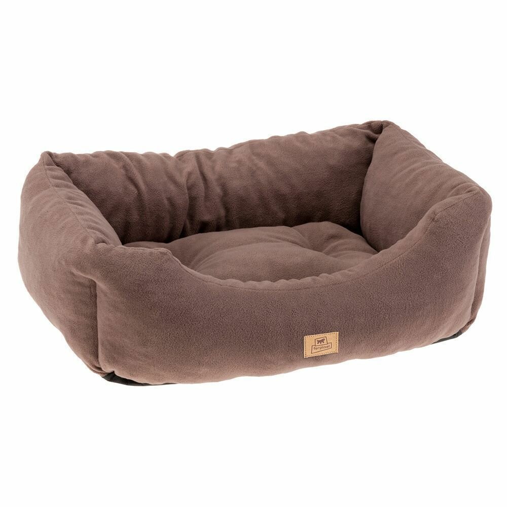 Софа-лежанка для собак и кошек Ferplast COCCOLO 60 Microfleece, мягкая и теплая, коричневая, 66 х 50 х 20 см