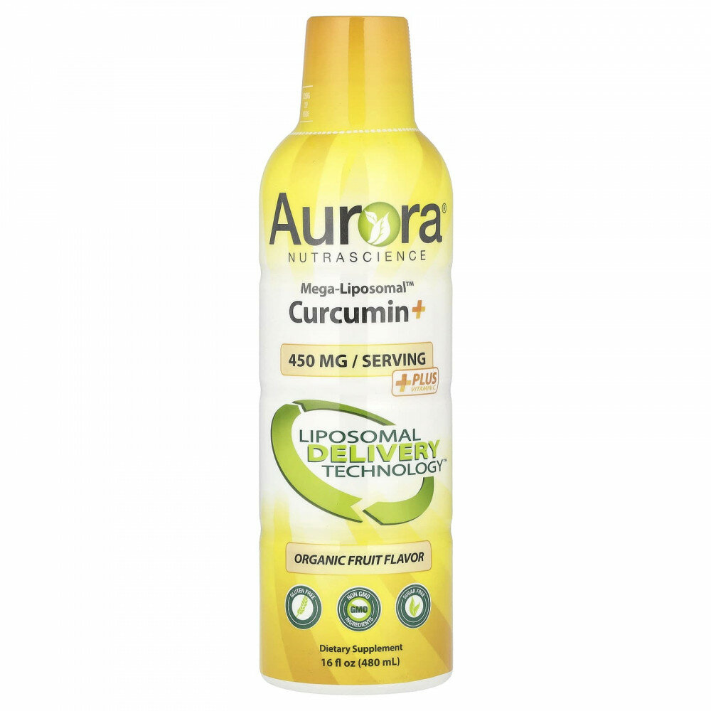 Aurora Nutrascience, Mega-Liposomal™ Curcumin+, органические фрукты, 450 мг, 480 мл (16 жидк. унций)