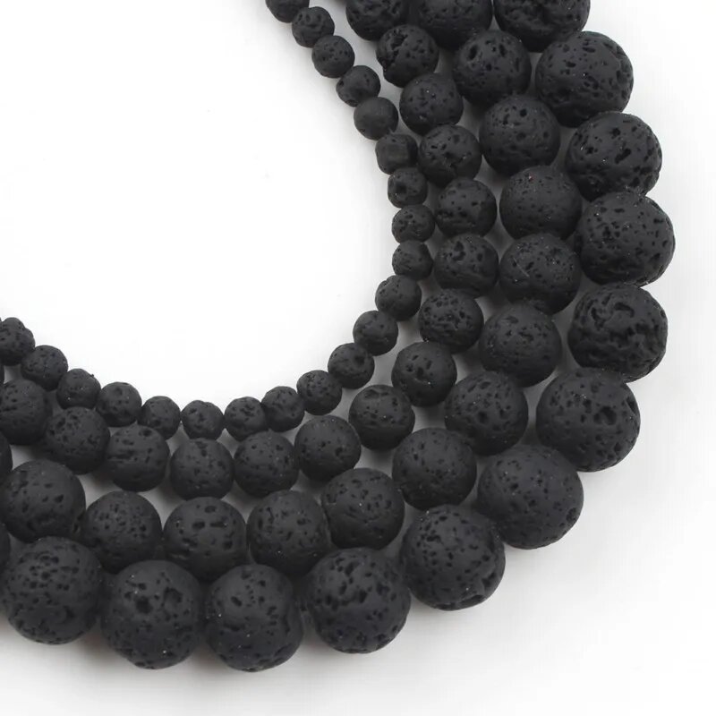 Лавовый гематит, малахит бусины JILKOL 4 6 8 10 мм Черный, 4mm 91pc, black