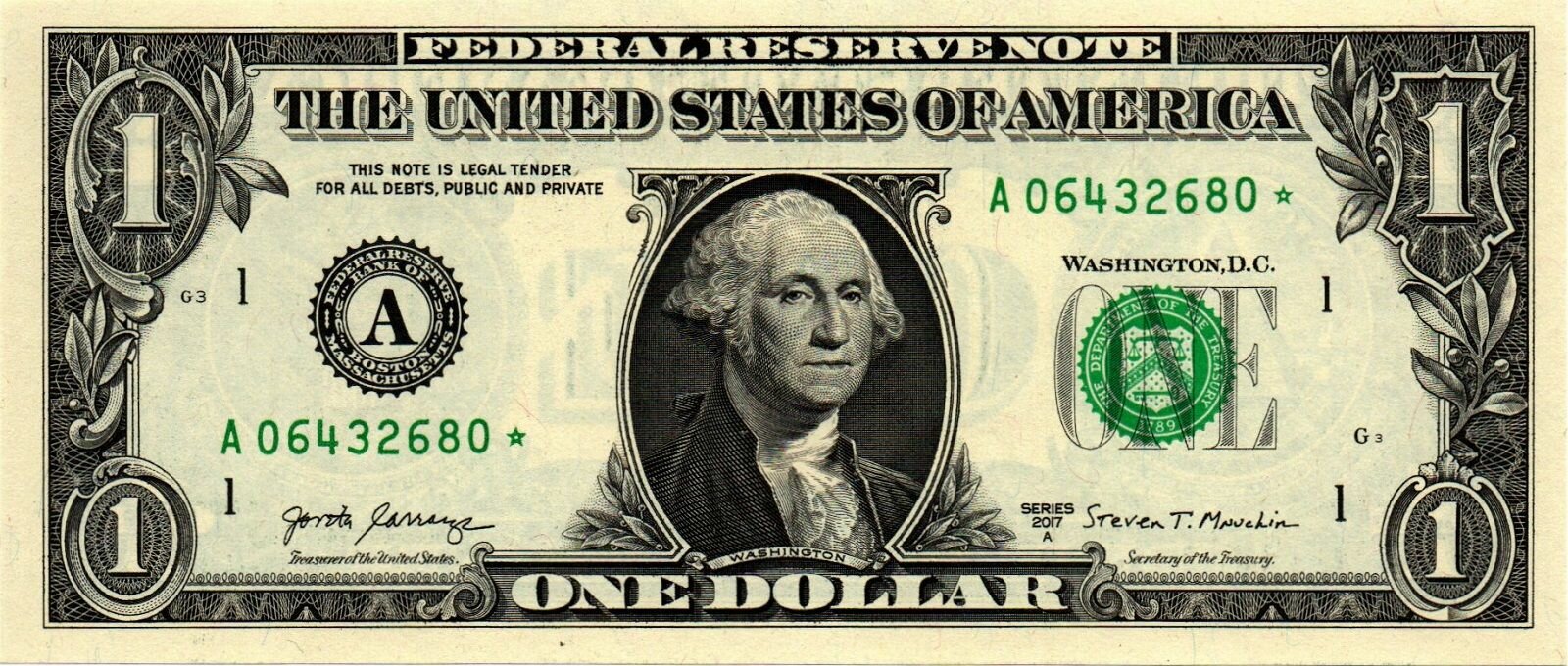 Доллар 2017 года США 06432680 * звезда Н