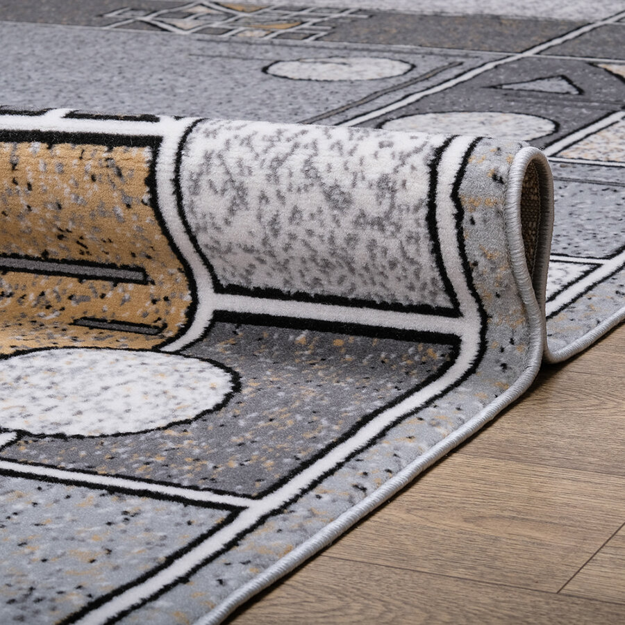 Ковер, Прямой, Серый, Золотисто-жёлтый, Белый, Чёрный, Современный, Геометрический, на пол, в гостиную, спальню, в ассортименте (100 см. на 200 см.)