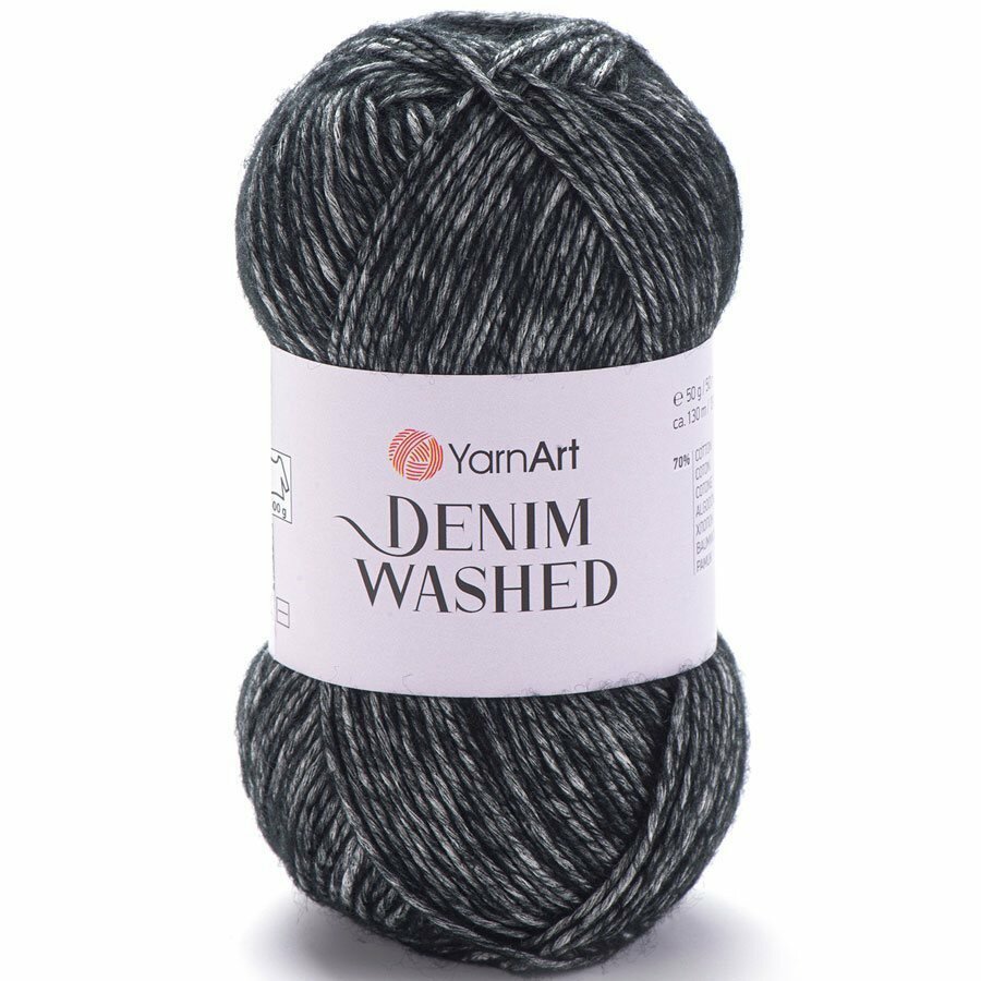 Пряжа Yarnart DENIM WASHED 923 черный меланж (10 мотков)