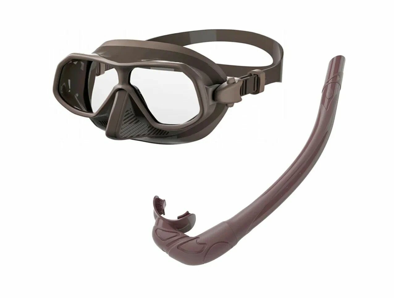 Комплект GIDROMANIA BROWN-маска и трубка для дайвинга, снорклинга, подводной охоты.