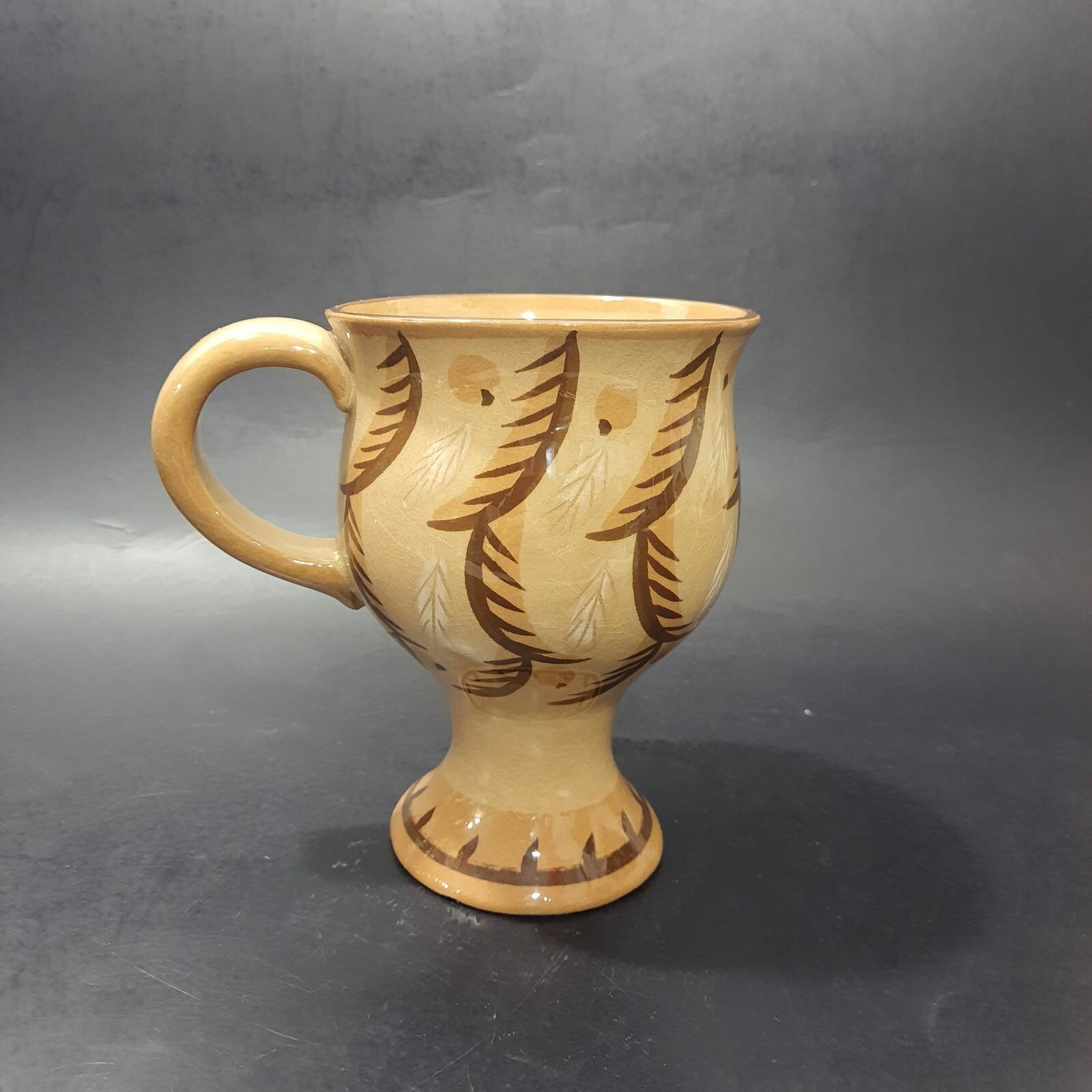 Ваза кубок обливная керамика Гжель винтаж СССР