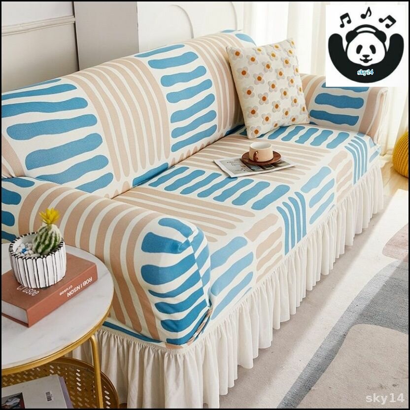 Эксклюзивный комплект чехлов с элегантной оборкой для дивана и двух кресел, модель на резинке универсального размера