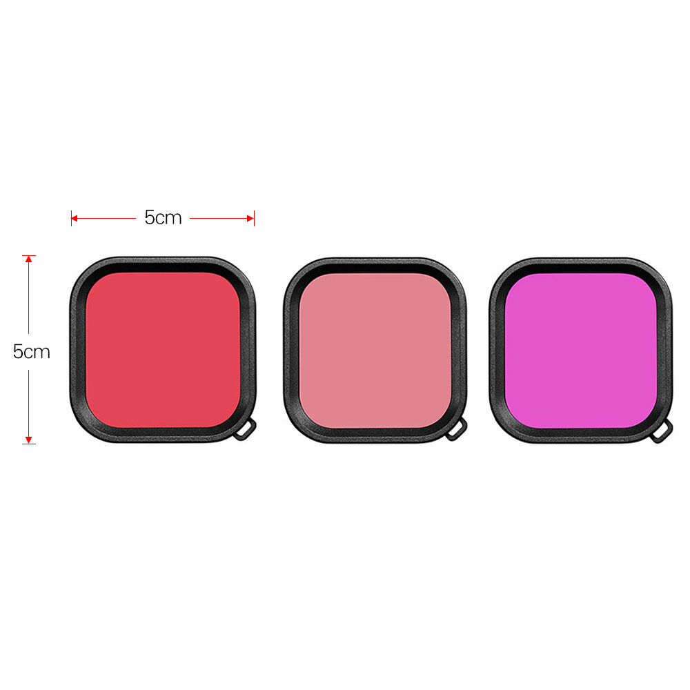 Комплект из 3 подводных фильтров для линз, совместимых с водонепроницаемым боксом для камеры GoPro Hero 8 Black