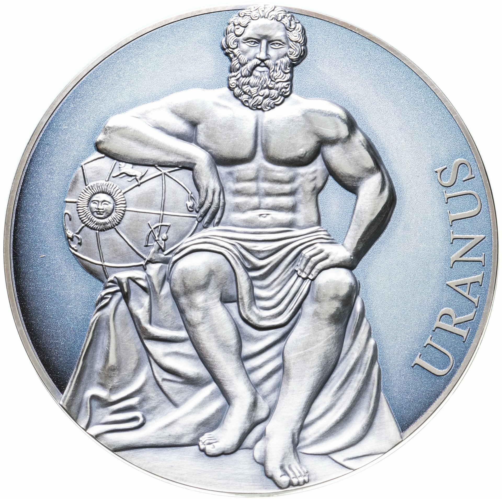 Камерун 3000 франков 2020 "Бог Уран" в футляре, с сертификатом, Серебро 999, в сохранности UNC