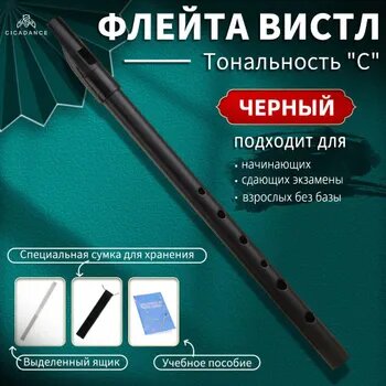 CICADANCE Флейта Вистл, черный, тональность C, Инструмент с 6-луночной флейтой, Металлическая Музыкальный инструмент