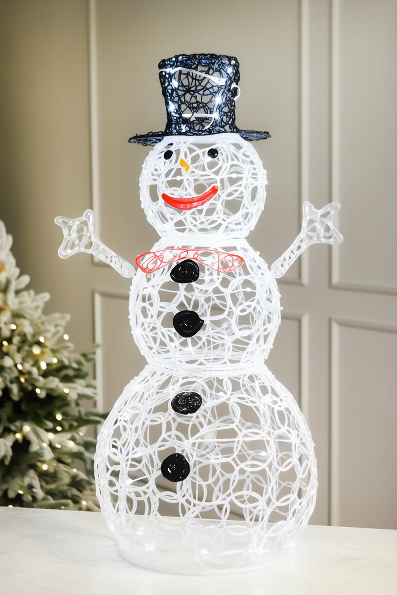 Декоративная светящаяся фигура снеговик ларс, акриловые нити, металл, 80 холодных белых LED-огней, 90 см, уличный, Winter Deco 4060473