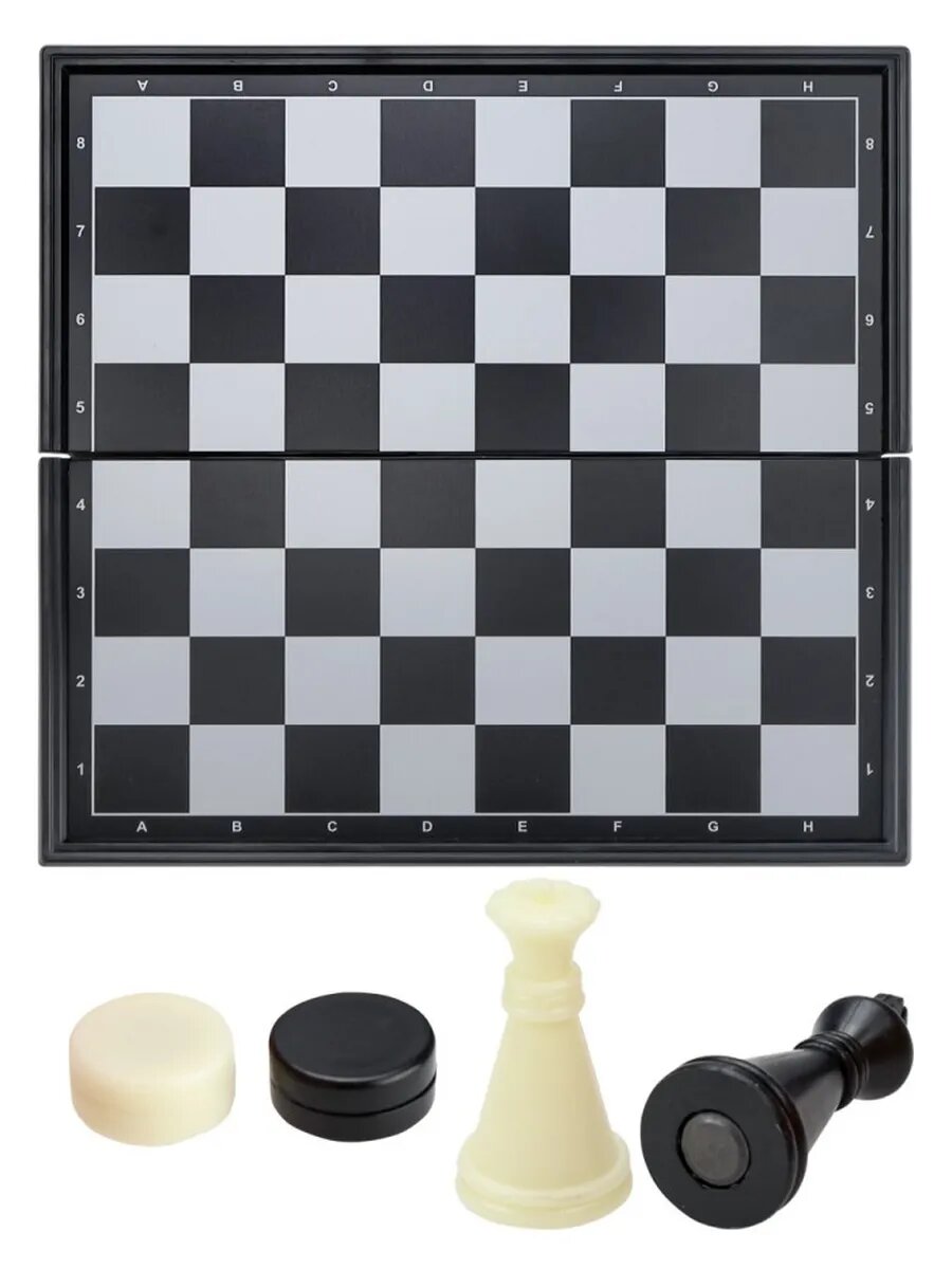 Игра 2 в 1. Шахматы, шашки магнтиные (20x20x2см, доска-плас