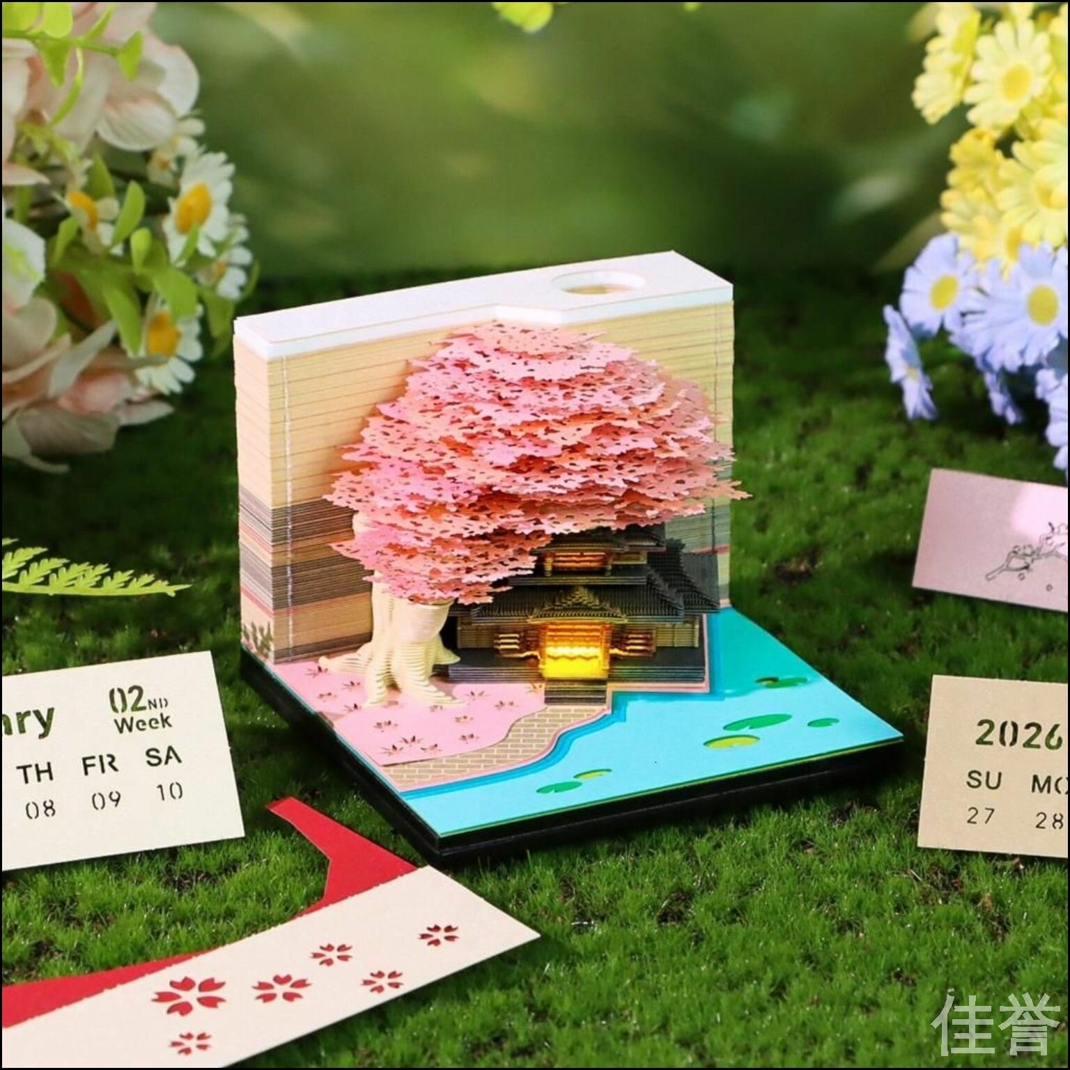 Эксклюзивный планировщик на 2026 год с 3D цветами, светодиодной подсветкой и отрывными листами в фиолетовом исполнении