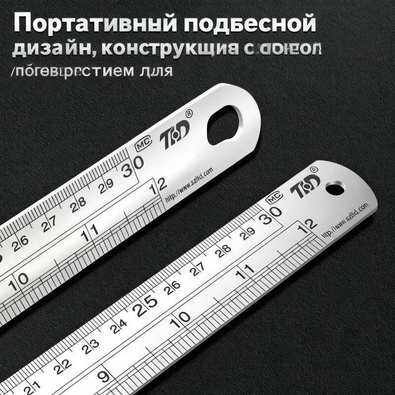 Линейка измерительная, нержавеющая сталь, толщина 15-40 см, 1 шт