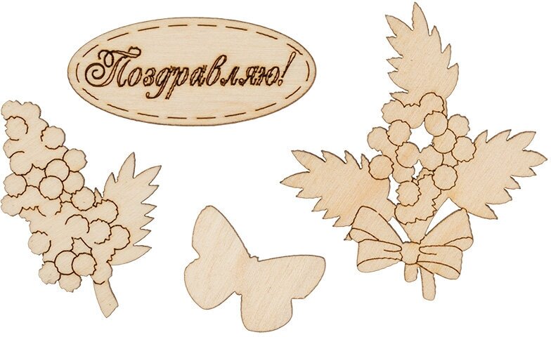 Mr. Carving ВД-701 Заготовка для декорирования из фанеры 2×4.5×0.3 см Мимоза