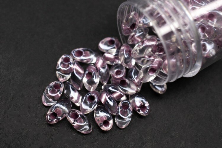 Бисер японский MIYUKI Long Magatama #1523 хрусталь/орхидея, окрашенный изнутри, 10 грамм