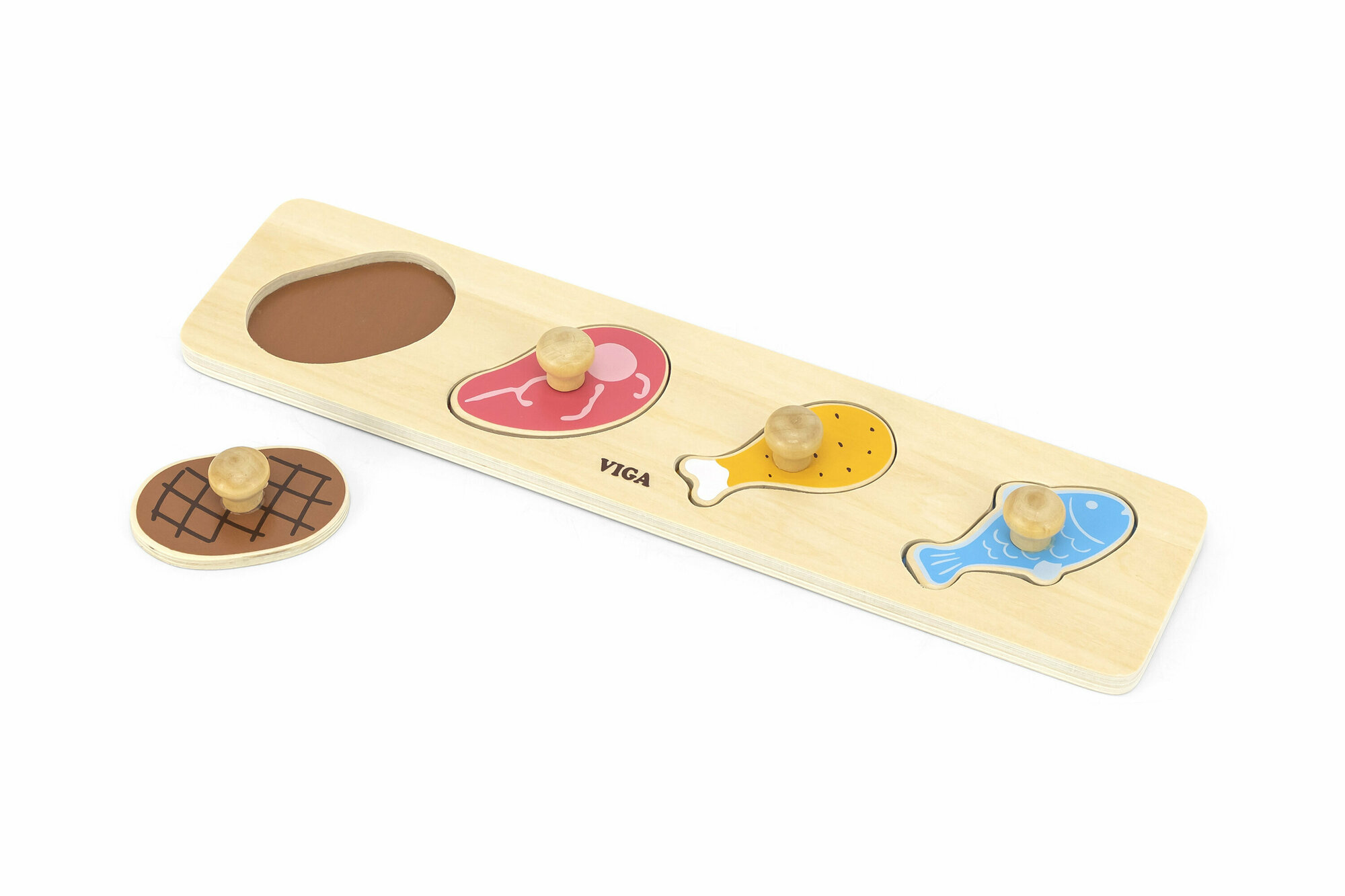 Развивающие игрушки из дерева Viga Toys Рамка-вкладыш Мясо и Рыба 44533
