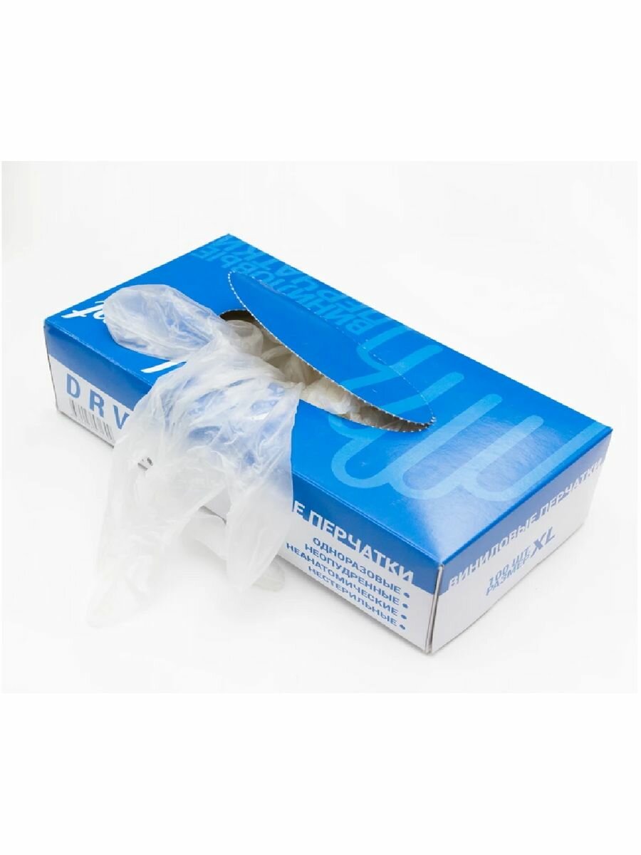Перчатки виниловые "XL" уп/100шт неопудренные