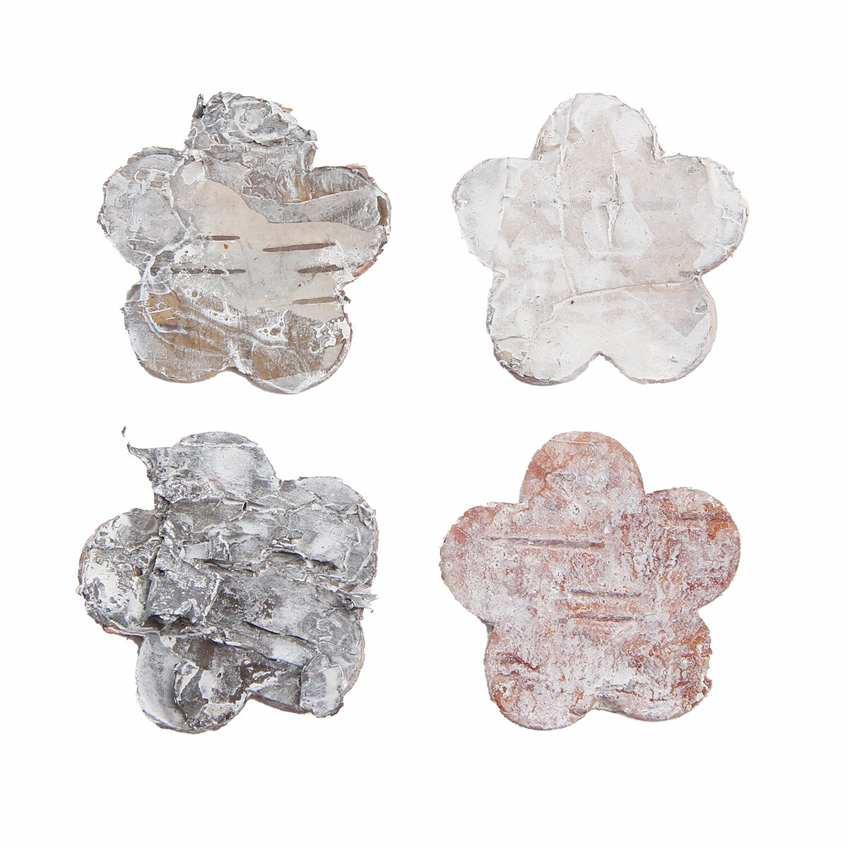 YW201 Декоративные элементы из коры дерева 'Цветочек', 3 см, 30 шт (белый)