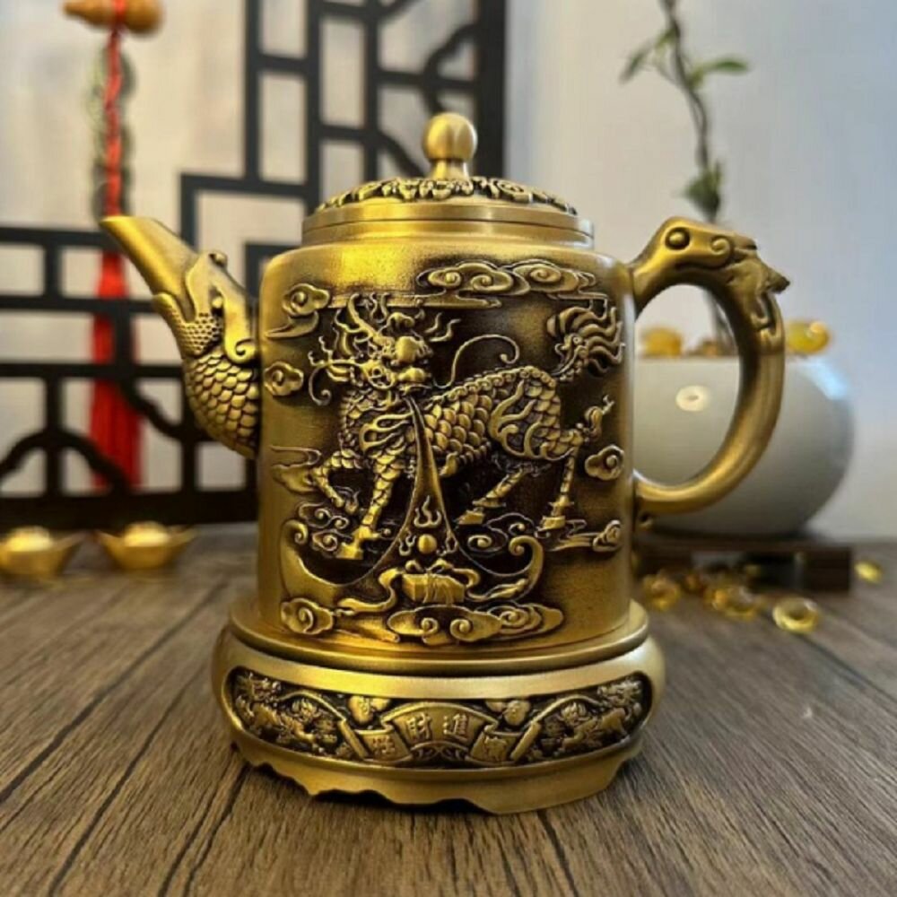 Чайник "Единорог Кирин", латунь, 250мл, без фильтра, цвет золотой