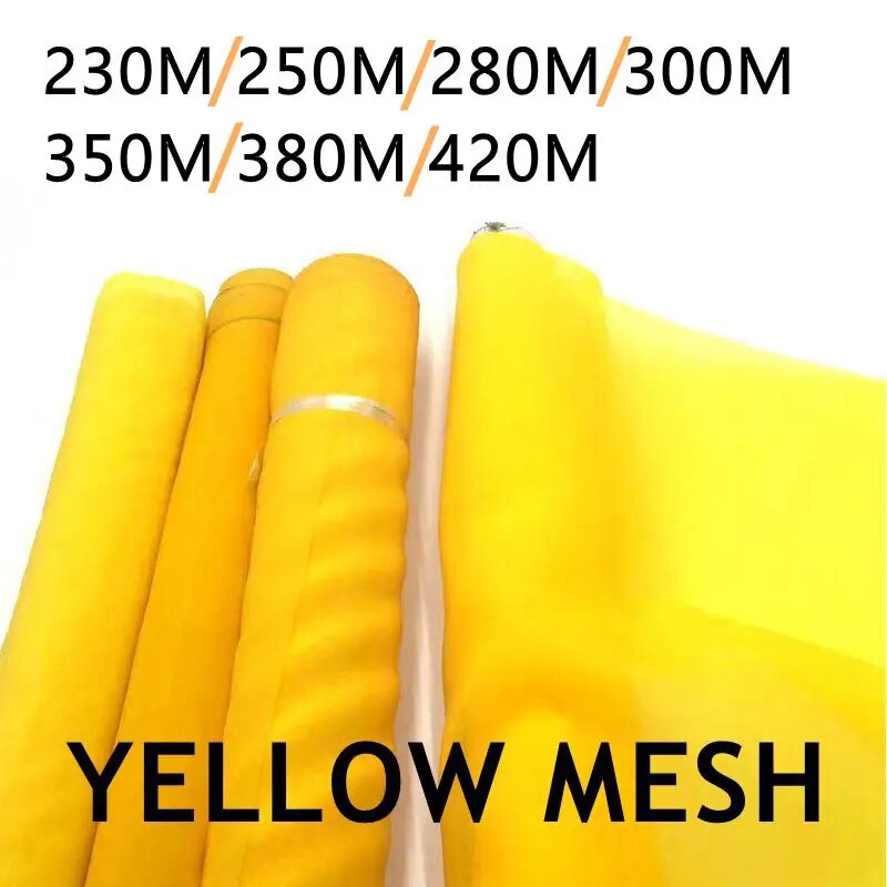 Прочная сетчатая ткань для трафаретной печати из полиэстера, жёлтая 165T 420Mesh, 5 Meters