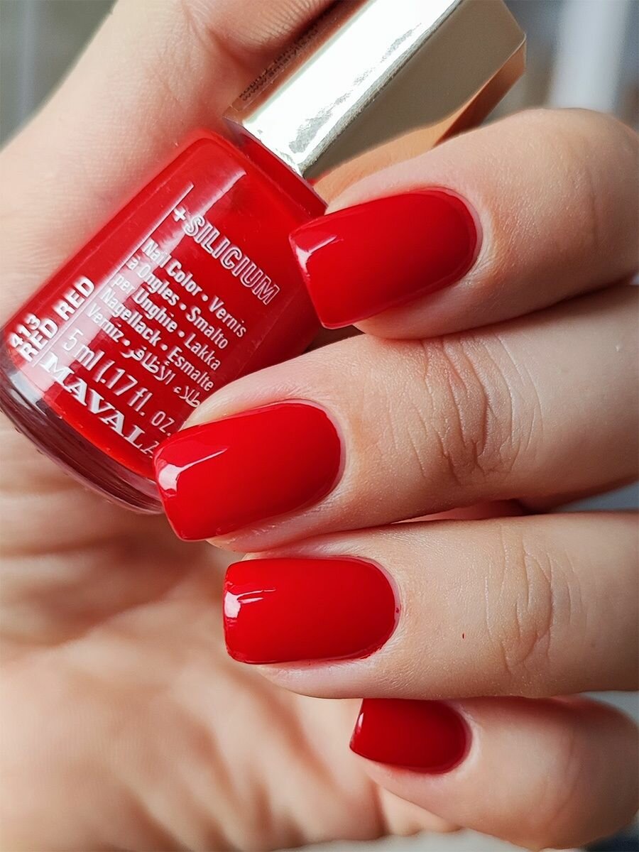 Лак для ногтей с кремнием тон 413 Red Red
