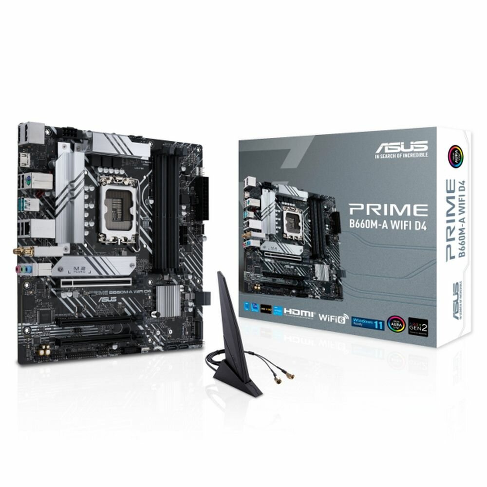 Материнская плата ASUS PRIME B660M-A WIFI D4 LGA1700 mATX 4xDDR4 3xPCIEx16 2xM.2 DP 2xHDMI GLAN Wi-Fi 6 (90MB1AE0-M1EAY0)