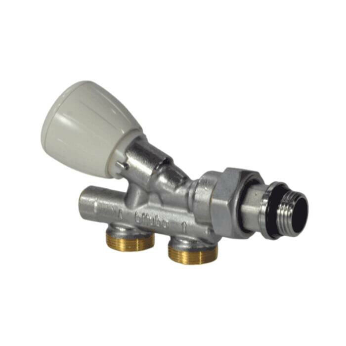 Клапан для бок/п радиатора термостатический R440N с ниж/п труб для двухтр Ду 15 Ру10 1/2"x16 угловой осевой НР клипс clip-clap с преднастройкой, трубка L=450мм Giacomini R440NX032