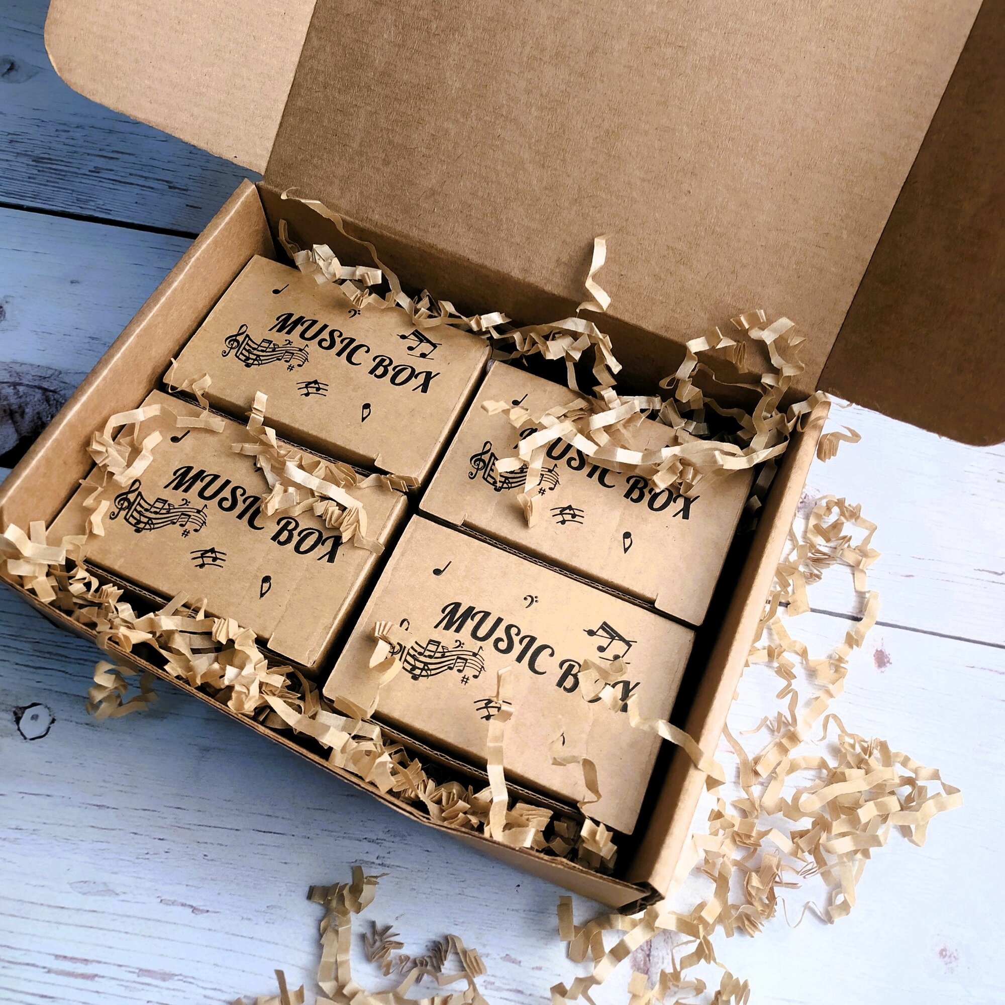 Подарочный набор музыкальных деревянных шкатулок - шарманок Music Box классика