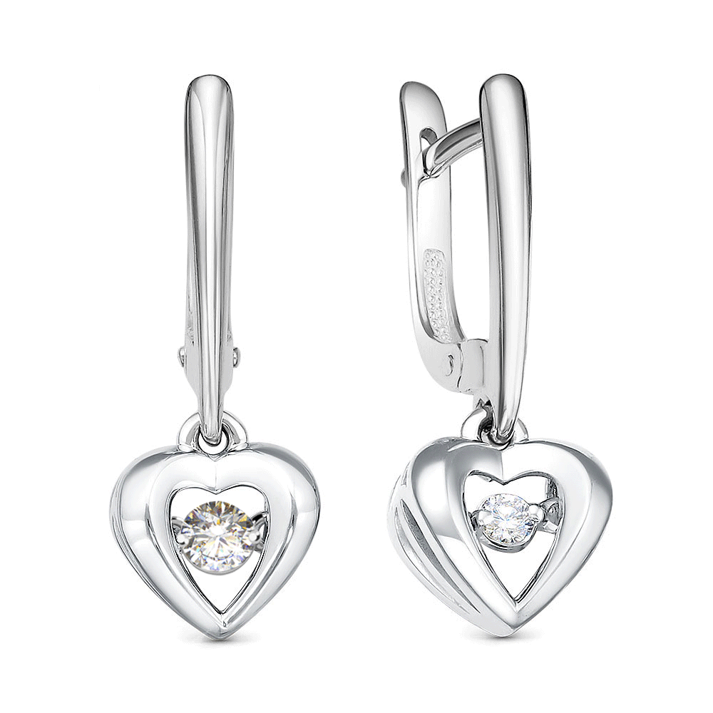 Серьги, белое золото, 585 проба, бриллиант