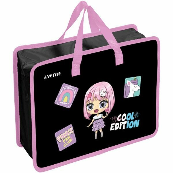 Папка для тетрадей deVENTE "Fancy Girl" А4 335х260х100 мм, с ручками, молния, пластик